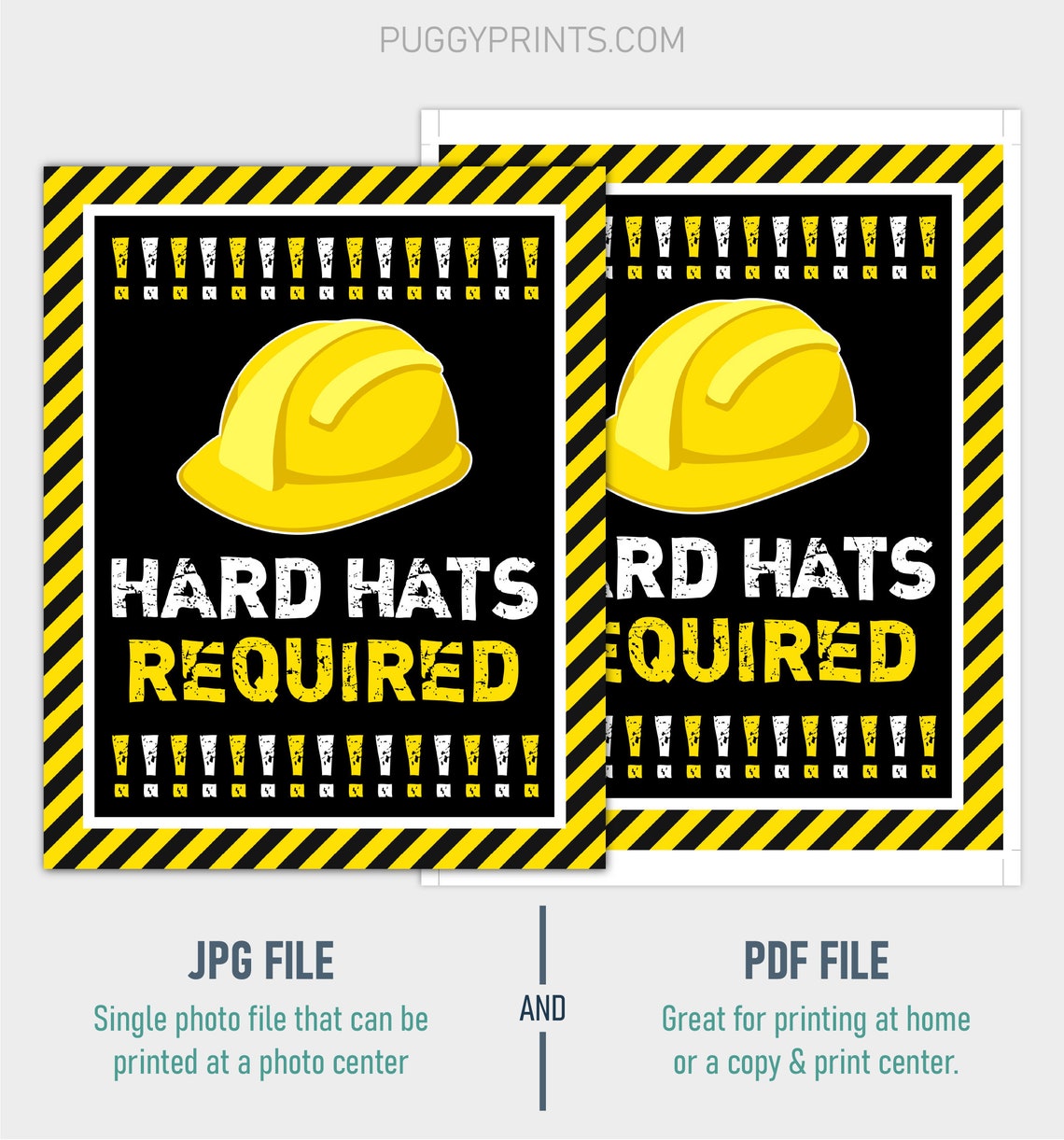 Hard Hats Required Sign Printable Construction Birthday Party - Etsy