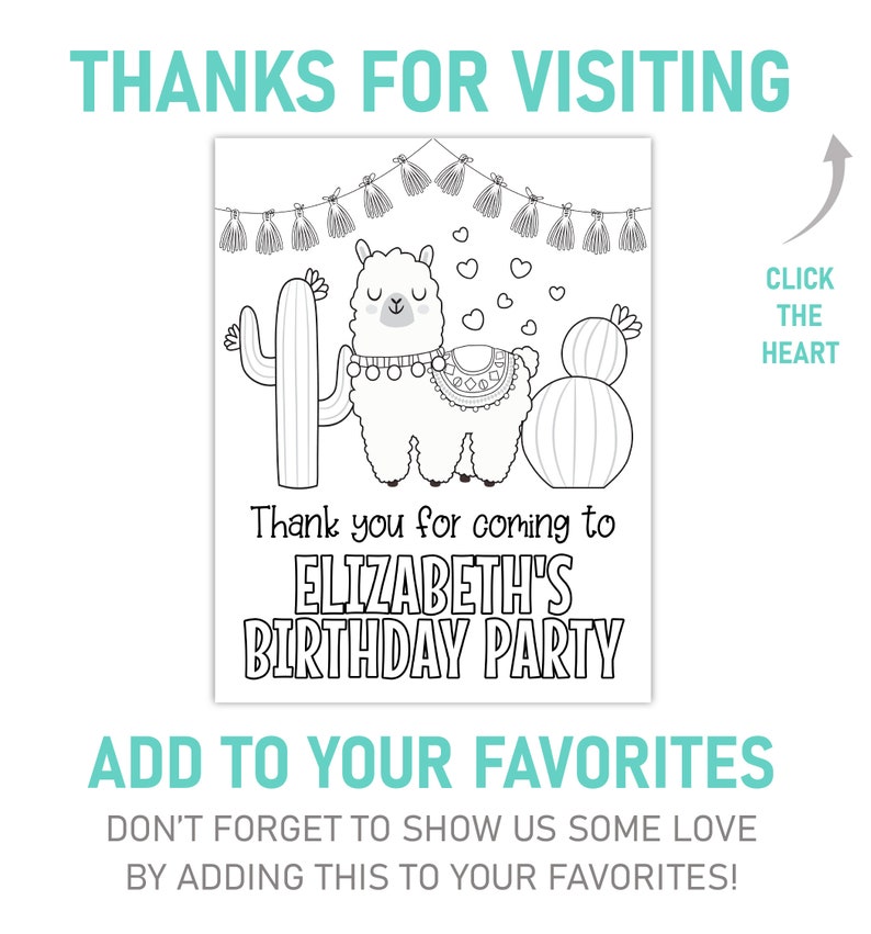 Llama Birthday Coloring Page Editable Llama Coloring Page - Etsy