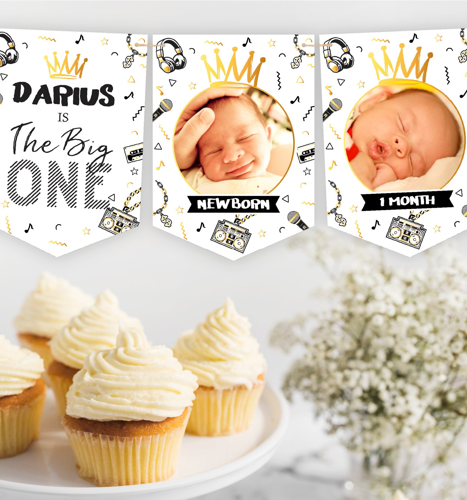 Notorious One Monthly Photo Banner Editable the Big One Hip - Etsy