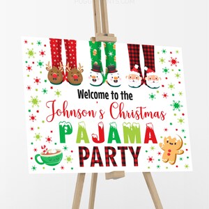 Christmas Pajama Party Welcome Sign Editable Christmas Party Poster ...