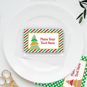Christmas Party Place Cards, Editable Christmas Tent Card Template ...