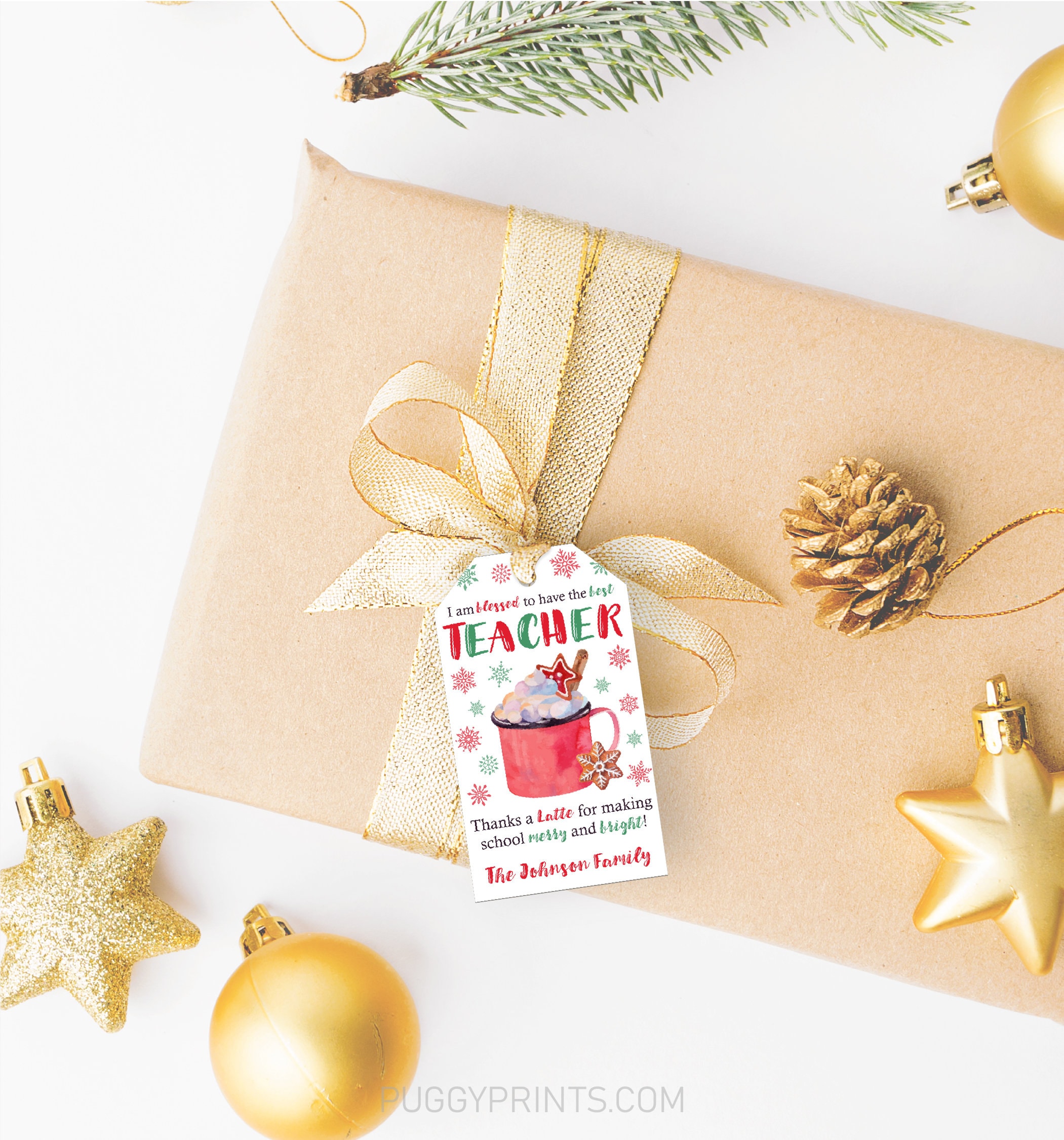 Teacher Christmas Gift Tags Editable Teacher Appreciation | Etsy