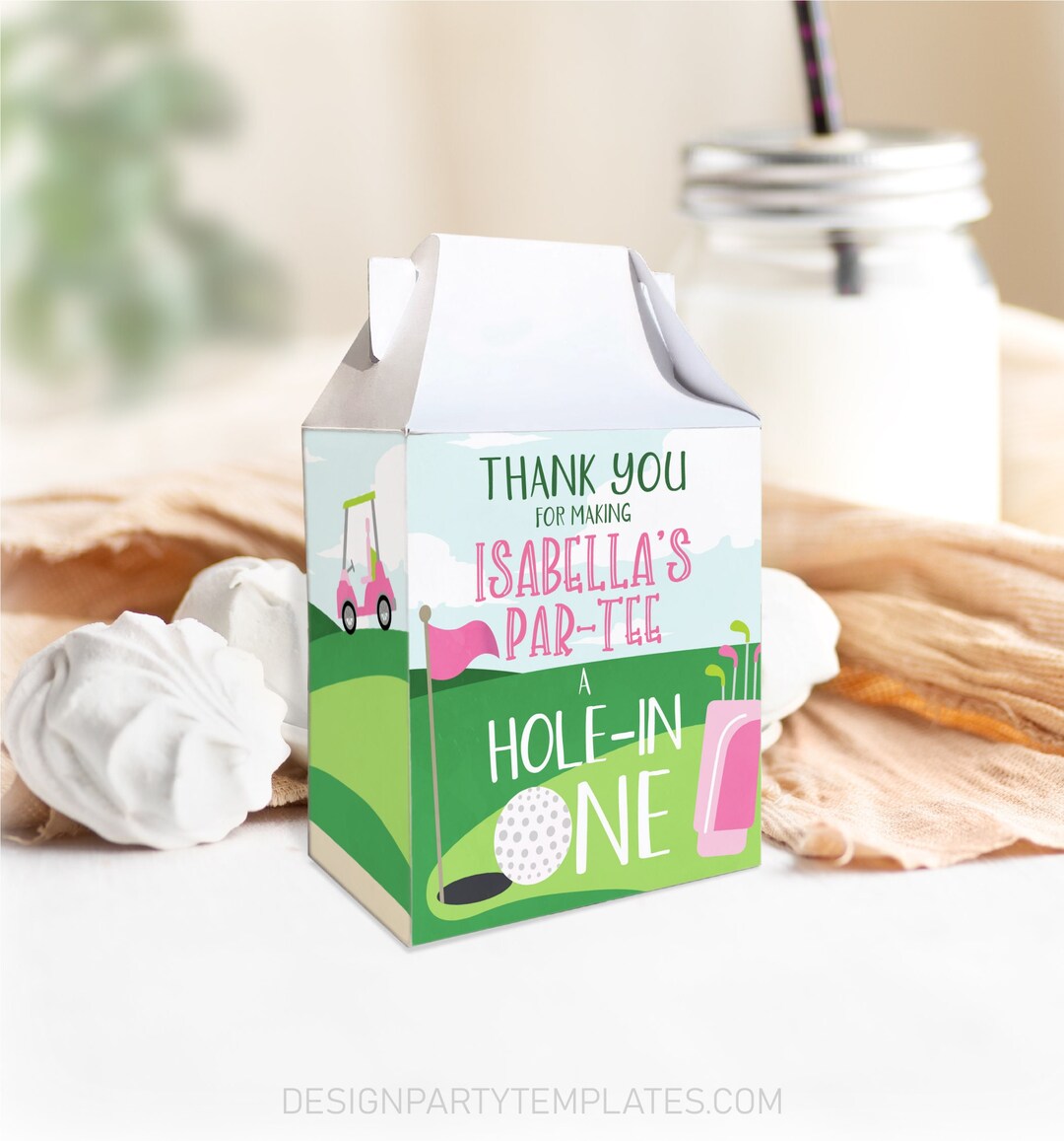 Editable Hole in One Party Favor Box, Printable Girl Golf Birthday ...