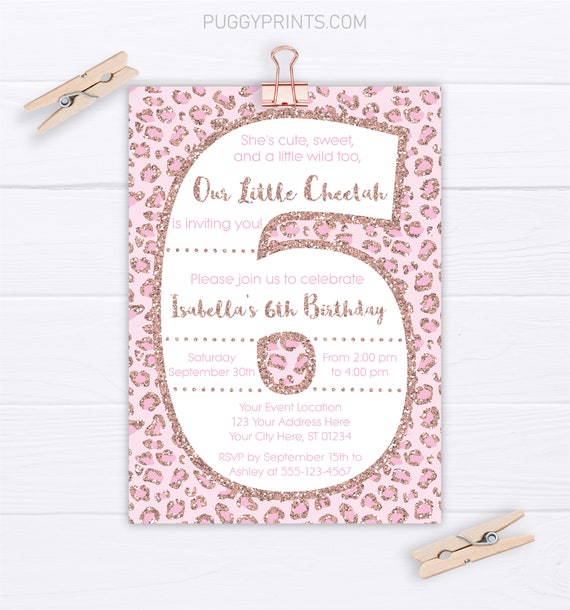 Cheetah 6th Birthday Invitation, Editable Cheetah Invitation Template ...