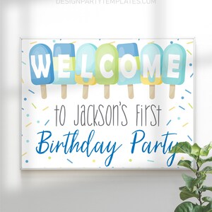 Popsicle Welcome Poster, Editable Popsicle Birthday Welcome Sign ...