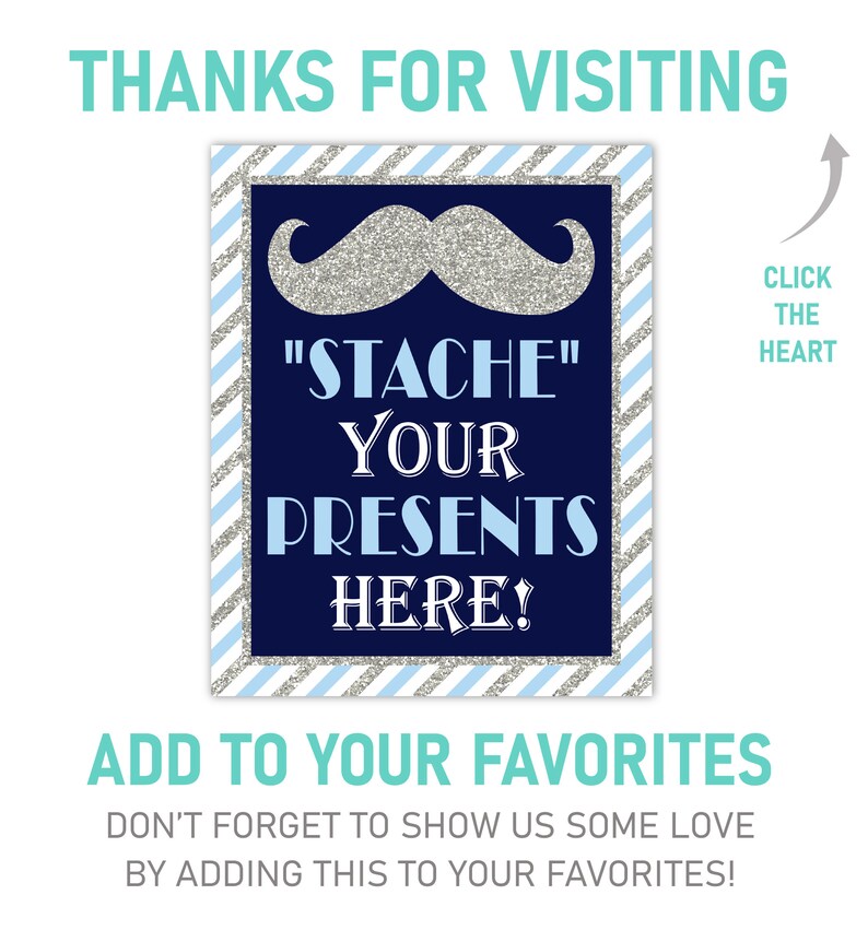 Stache Your Presents Here Sign Printable Mustache Birthday - Etsy