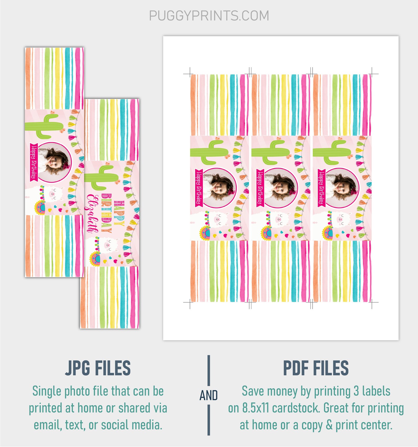 Llama Water Bottle Labels Editable Llama Birthday Party - Etsy