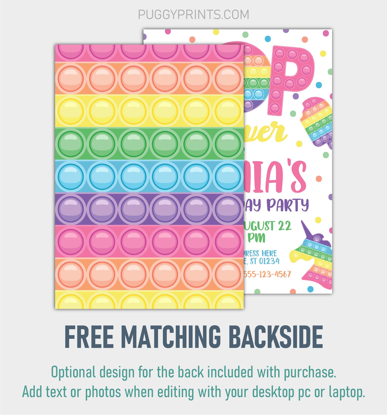 Pop It Birthday Invitation Editable Pop It Invitation | Etsy