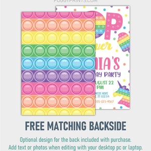 Pop It Birthday Invitation, Editable Pop It Invitation Template ...