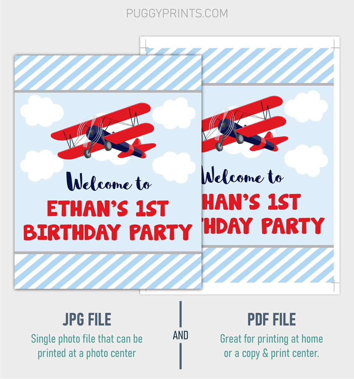 Airplane Welcome Sign Editable Airplane Birthday Party Sign | Etsy