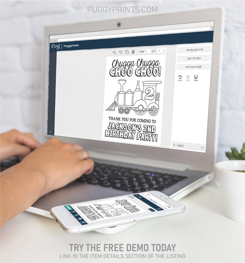 Train Birthday Coloring Page Editable Train Coloring Page - Etsy