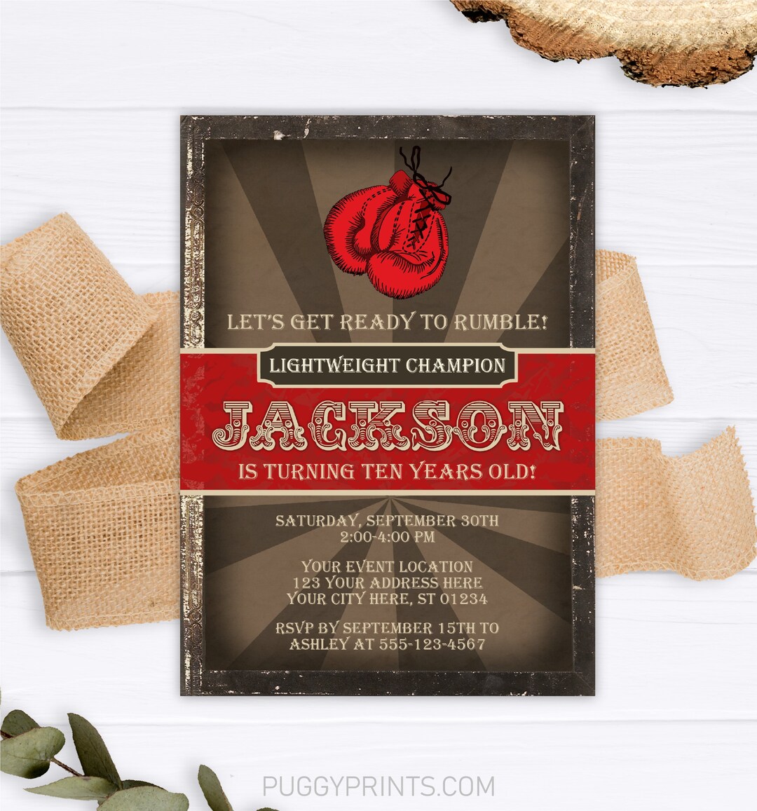 Boxing Birthday Invitation Editable Template Online Instant Download - Etsy