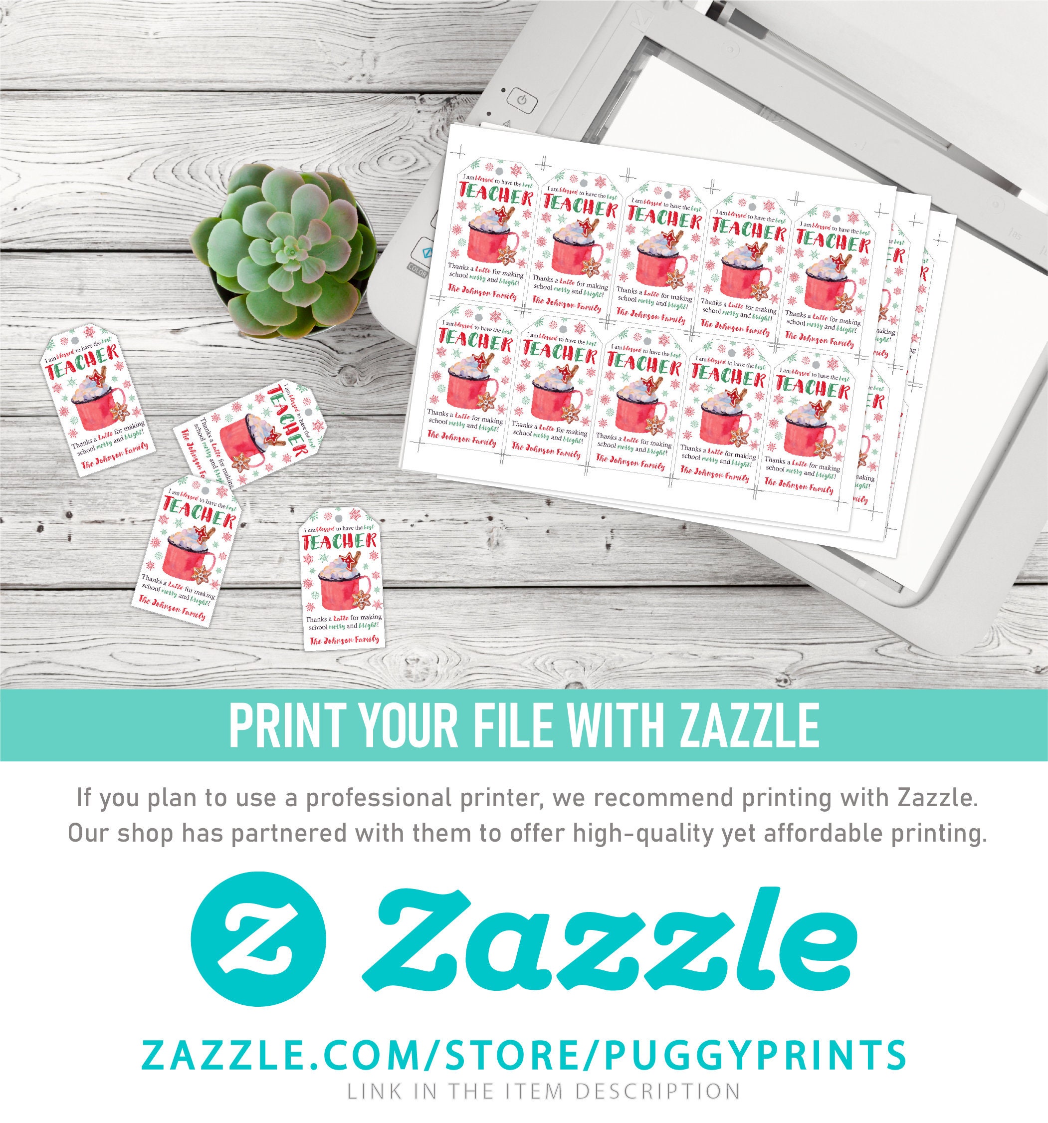 Teacher Christmas Gift Tags Editable Teacher Appreciation | Etsy