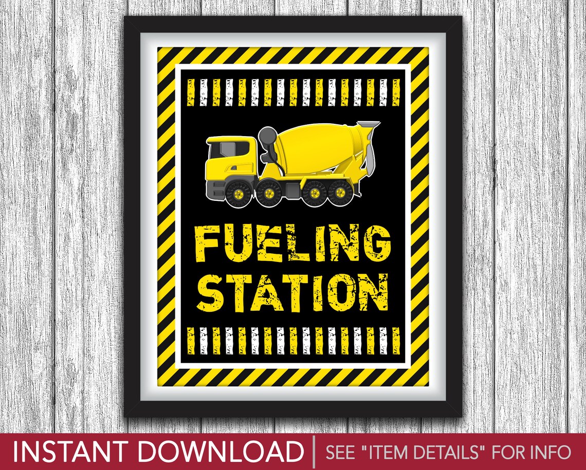 Fueling Station Sign Printable Construction Birthday Party | Etsy