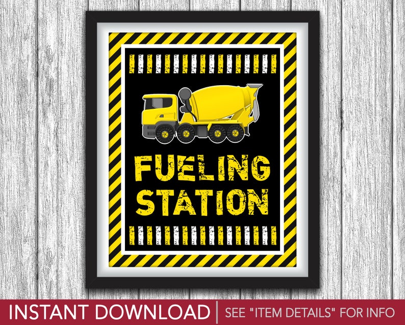 Fueling Station Sign Printable Construction Birthday Party | Etsy
