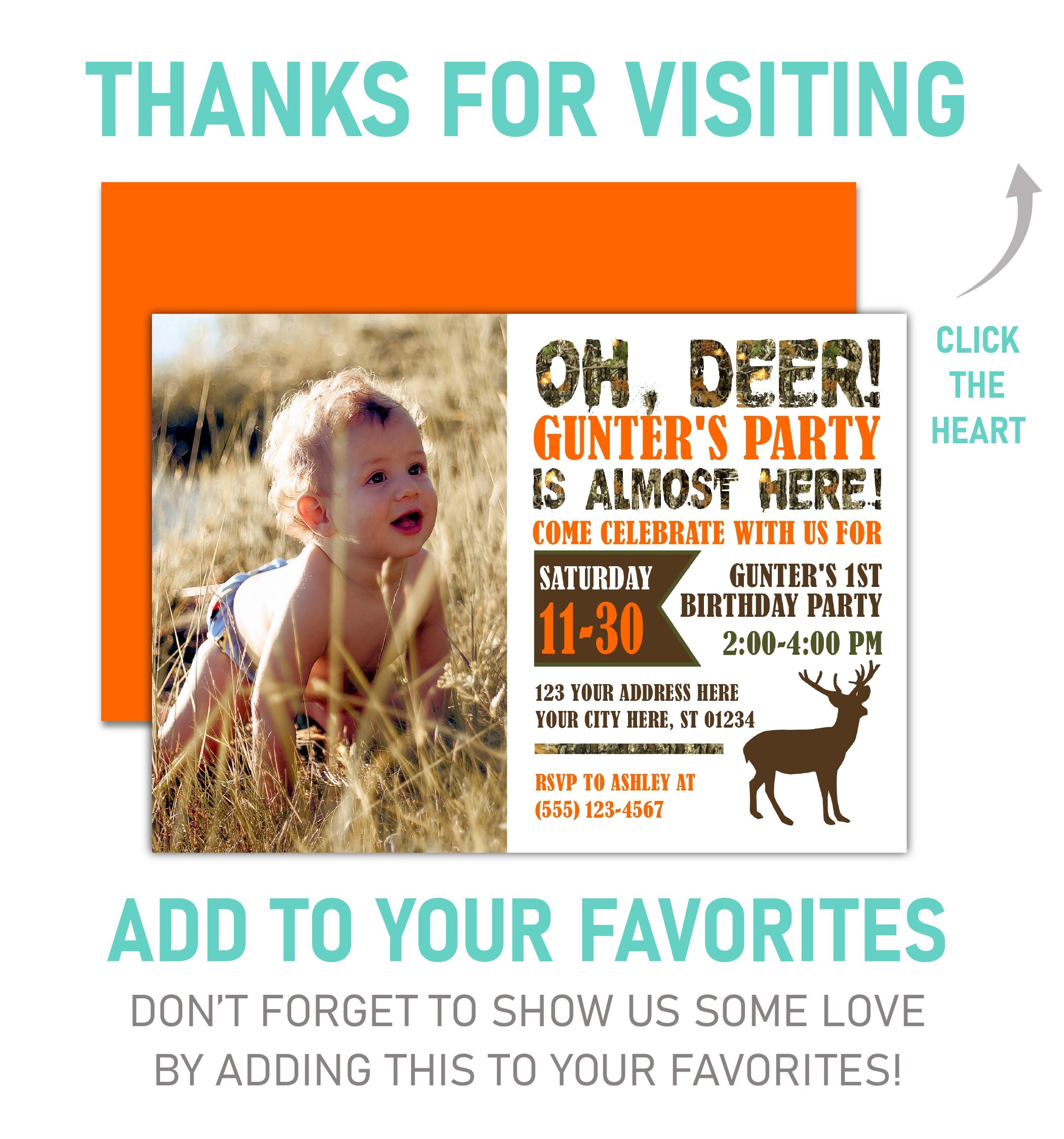 Deer Hunting Birthday Invitation with Photo Deer Hunting | Etsy