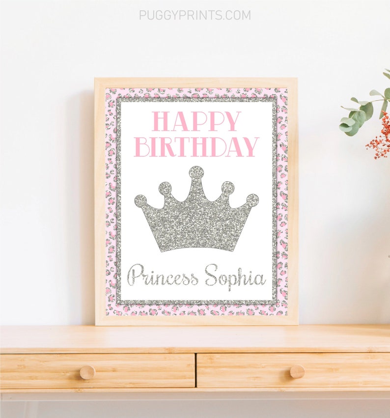 Cheetah Birthday Party Sign Editable Princess Cheetah Sign - Etsy