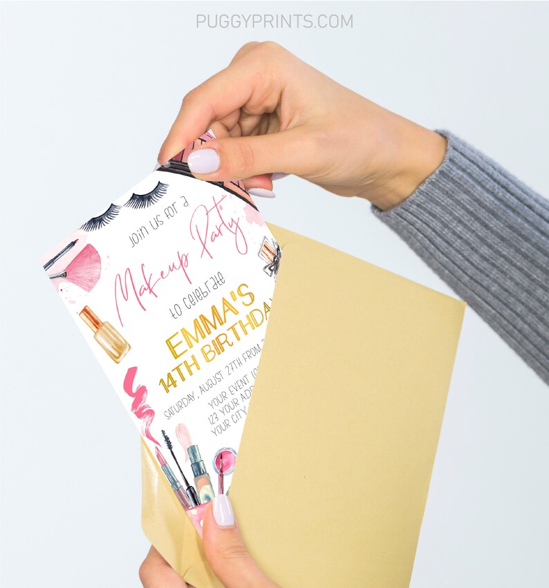 Makeup Birthday Party Invitation Editable Spa Party | Etsy