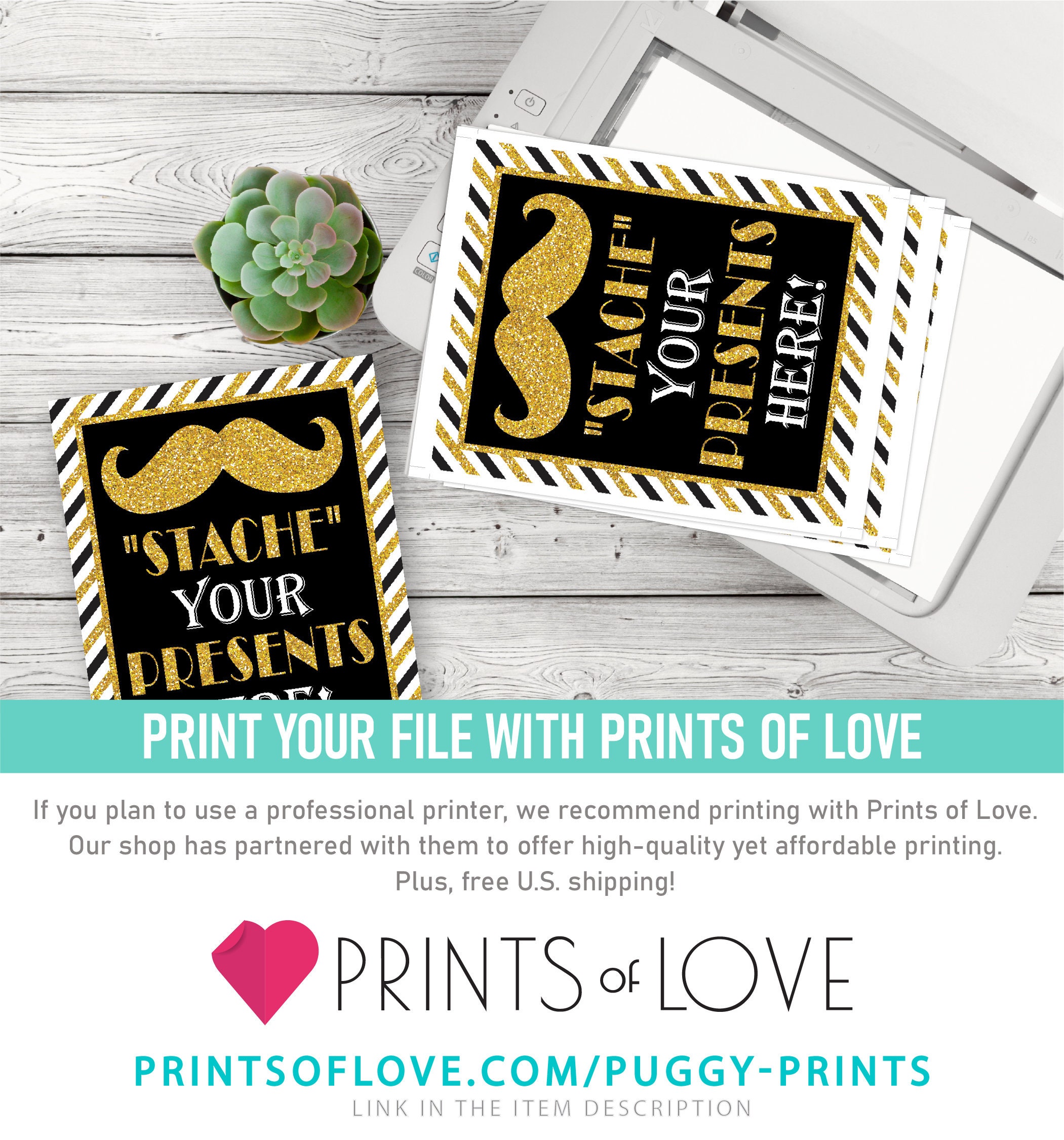 Stache Your Presents Here Sign Printable Mustache Birthday - Etsy