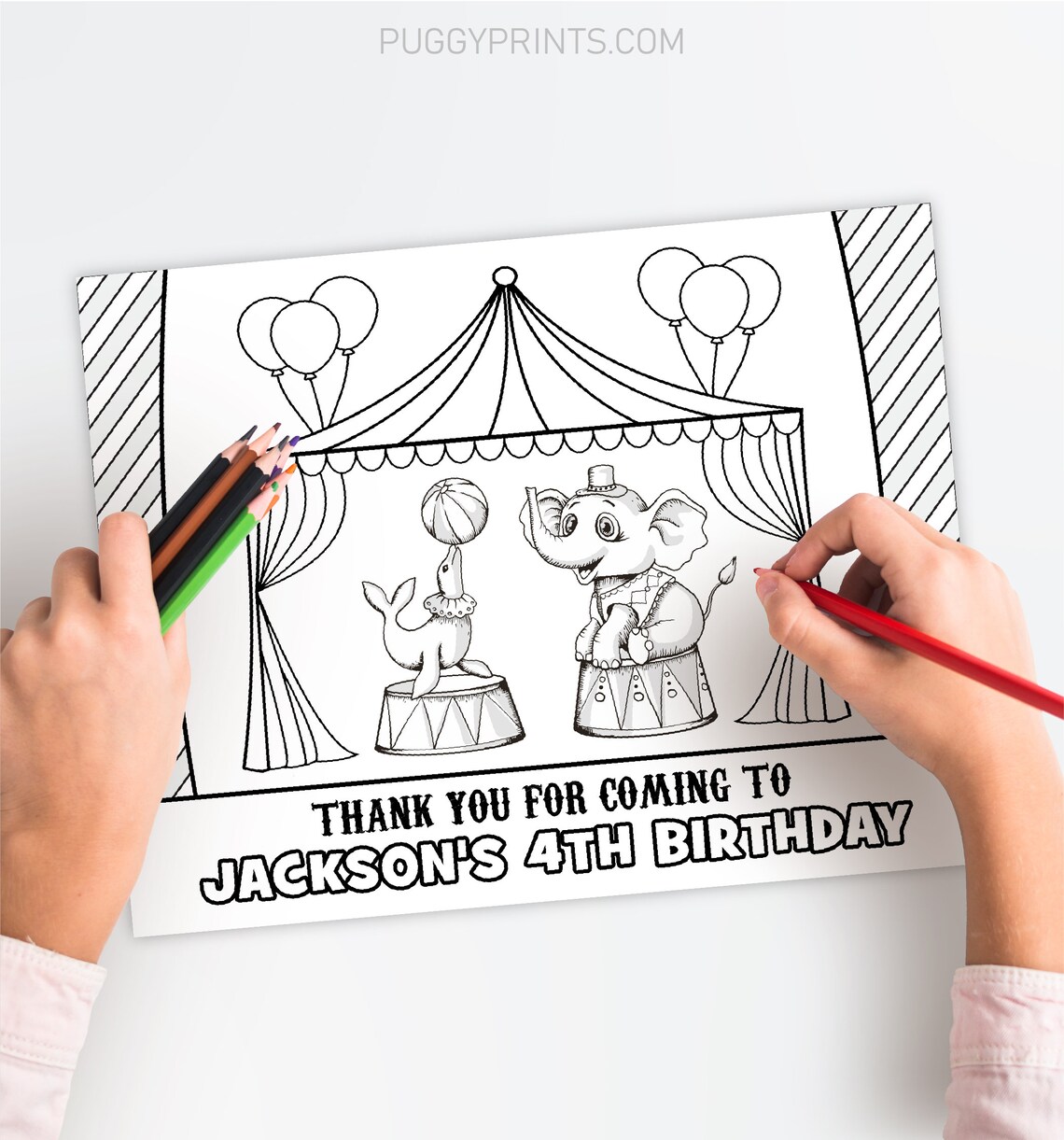Circus Birthday Coloring Page, Editable Circus Coloring Page Template ...