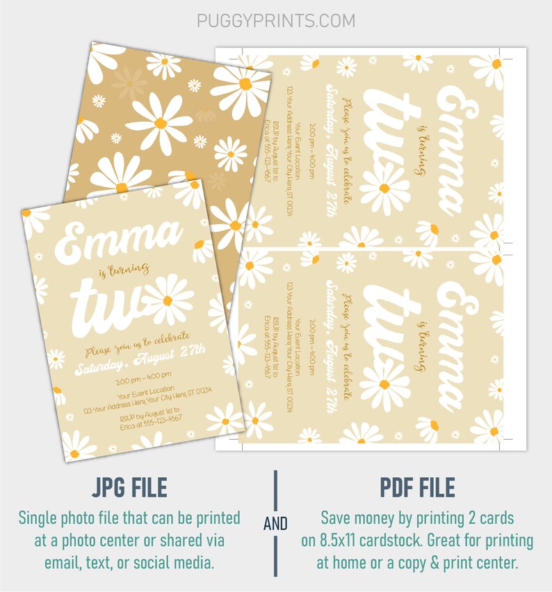 Retro Daisy Invitation Editable Daisy Invitation Template - Etsy