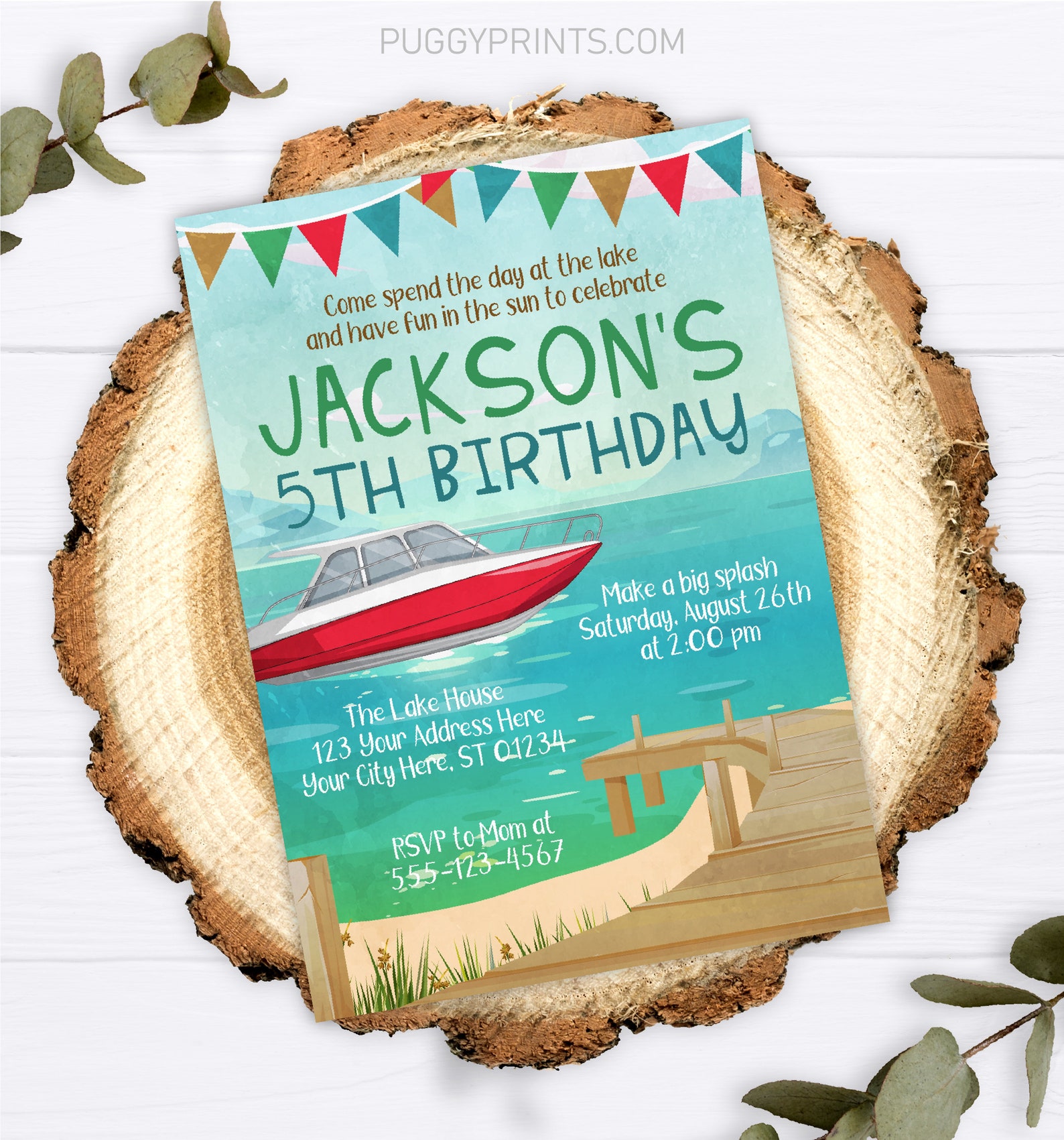 Lake Birthday Invitation Editable Lake Invitation Template - Etsy