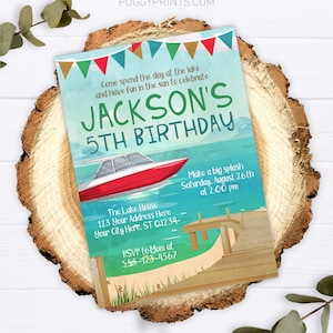 Lake Birthday Invitation, Editable Lake Invitation Template, Printable ...