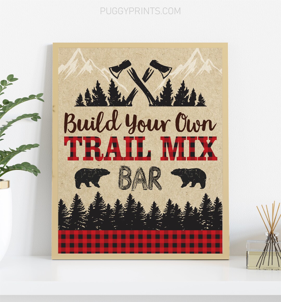 Lumberjack Trail Mix Bar Party Sign | Printable Instant Download - Etsy