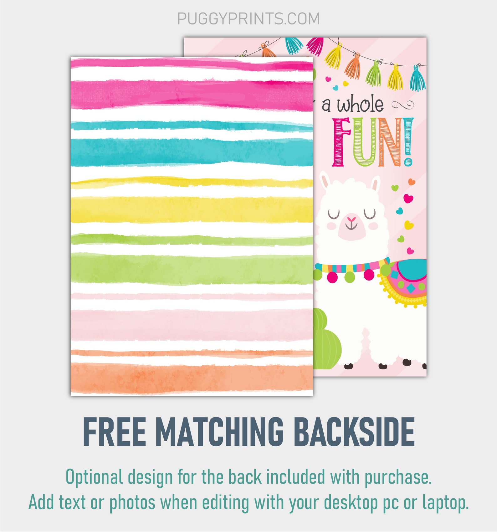 Llama Birthday Invitation Editable Llama Invitation Template | Etsy