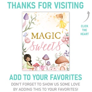 Fairy Magic Sweets Sign Printable Fairy Party Sign Watercolor - Etsy