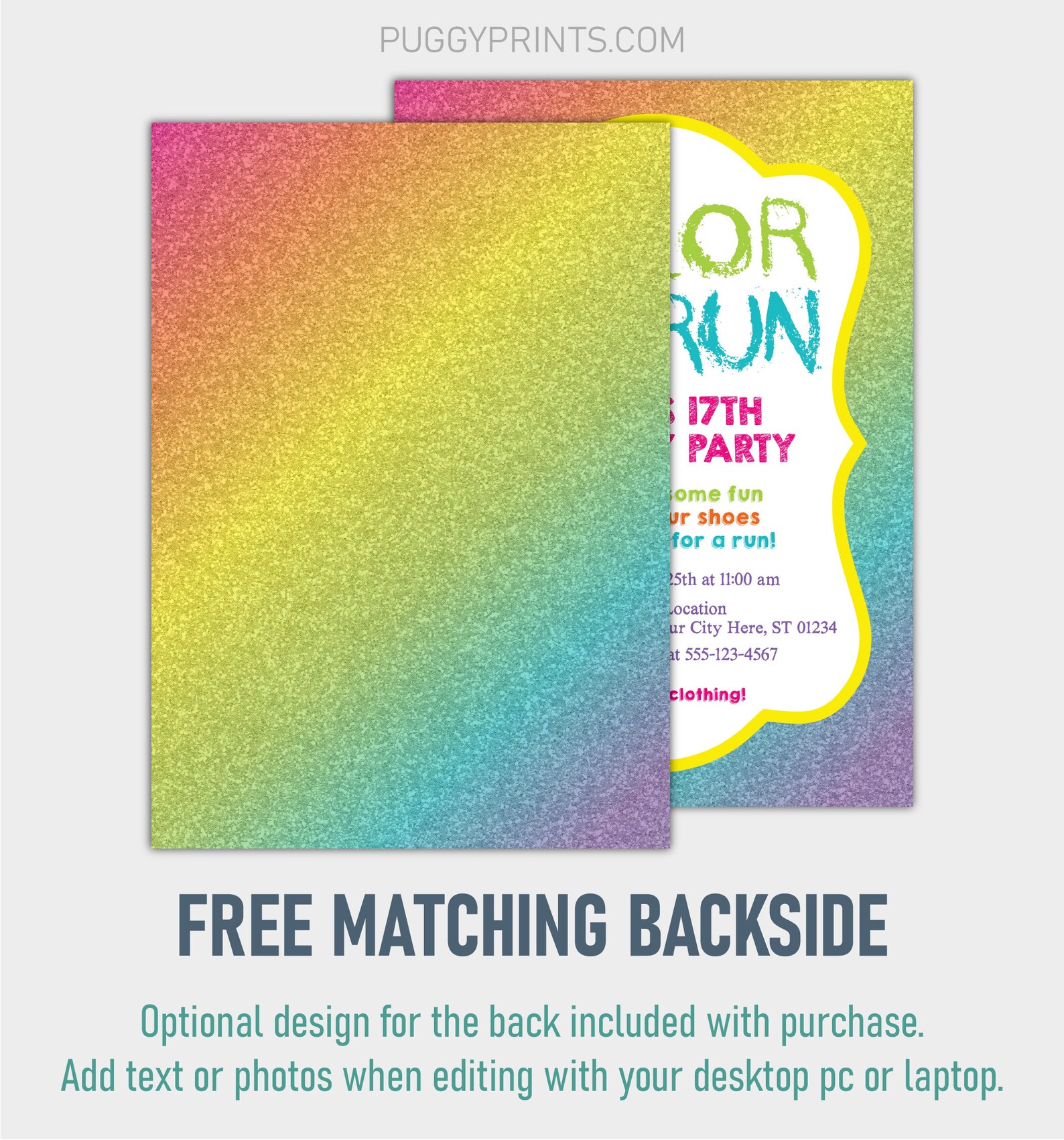 Color Run Invitation Editable Color Run Birthday Party | Etsy