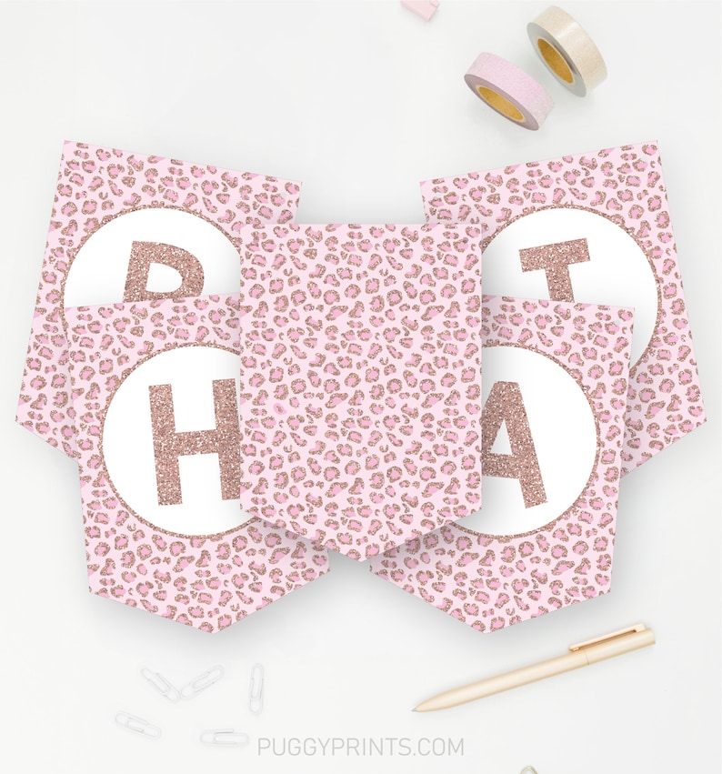 Cheetah Happy Birthday Banner Printable Cheetah Banner | Etsy