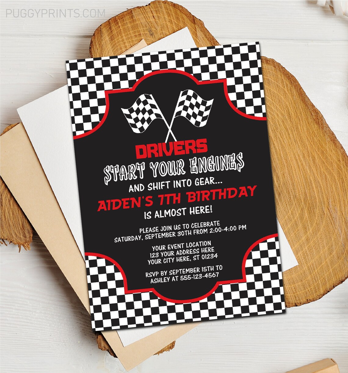 Racing Birthday Invitation, Editable Racing Invitation Template ...