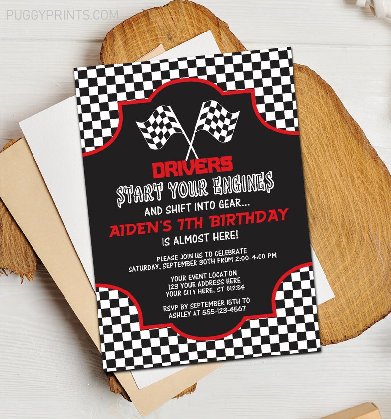 Racing Birthday Invitation Editable Racing Invitation - Etsy