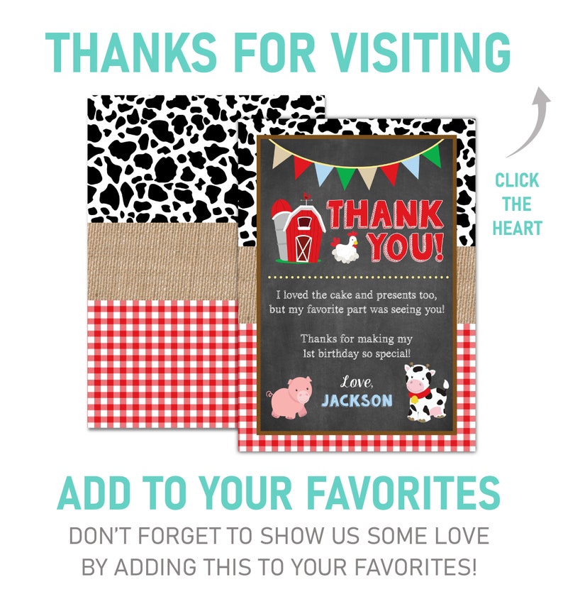 Farm Thank You Card Editable Farm Birthday Thank You Card - Etsy