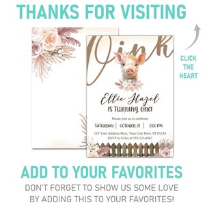 Pig Birthday Invitation Editable Girl Barnyard Party Invite - Etsy