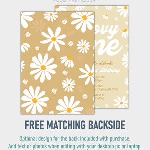 Groovy One Retro Daisy Invitation Editable Daisy Invitation - Etsy