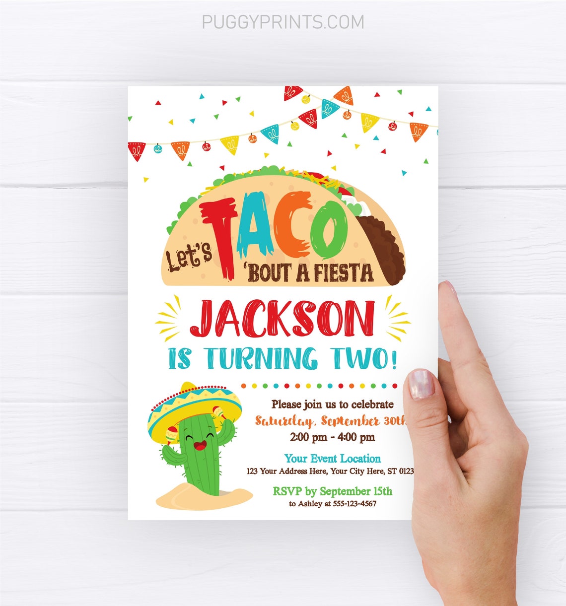 Let's Taco Bout a Fiesta Birthday Invitation Editable - Etsy