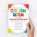 Color War Birthday Invitation Editable Template Online Instant Download ...
