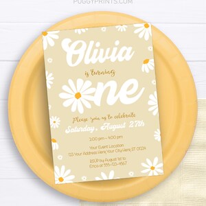 Retro Daisy Invitation, Editable Daisy Invitation Template, Printable ...