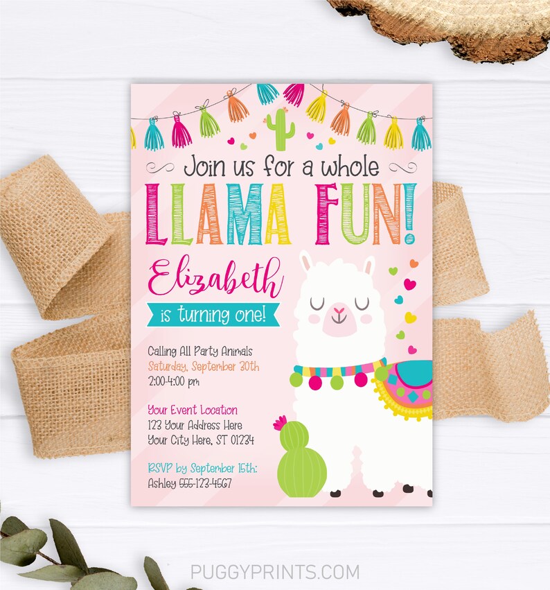 Llama Birthday Invitation Editable Llama Invitation Template | Etsy
