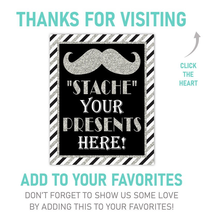 Stache Your Presents Here Sign Printable Mustache Birthday - Etsy