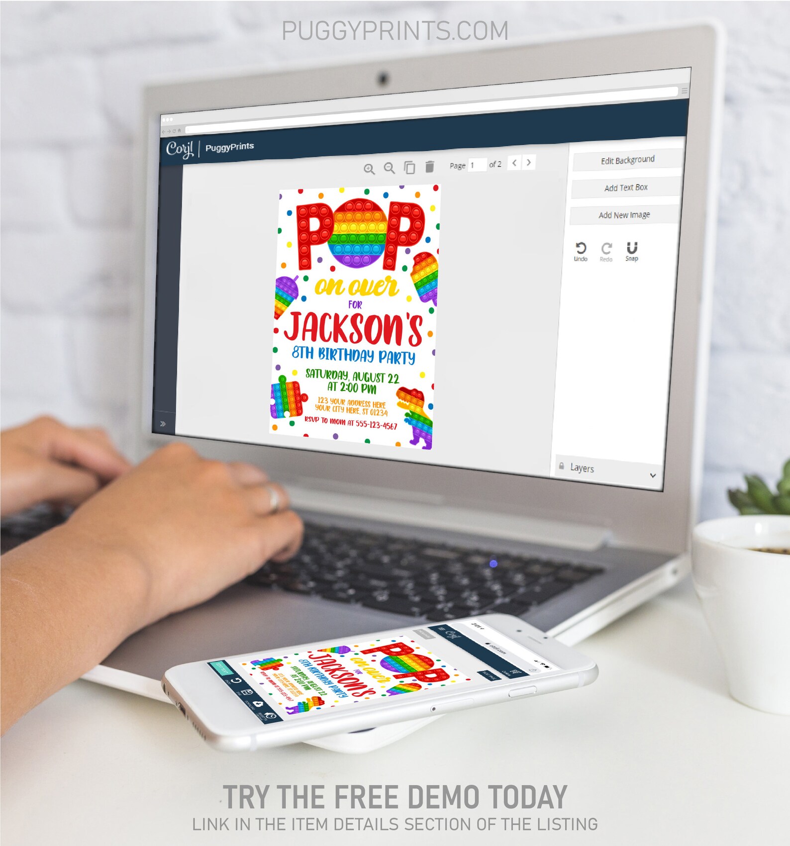 Pop It Birthday Invitation Editable Pop It Invitation - Etsy