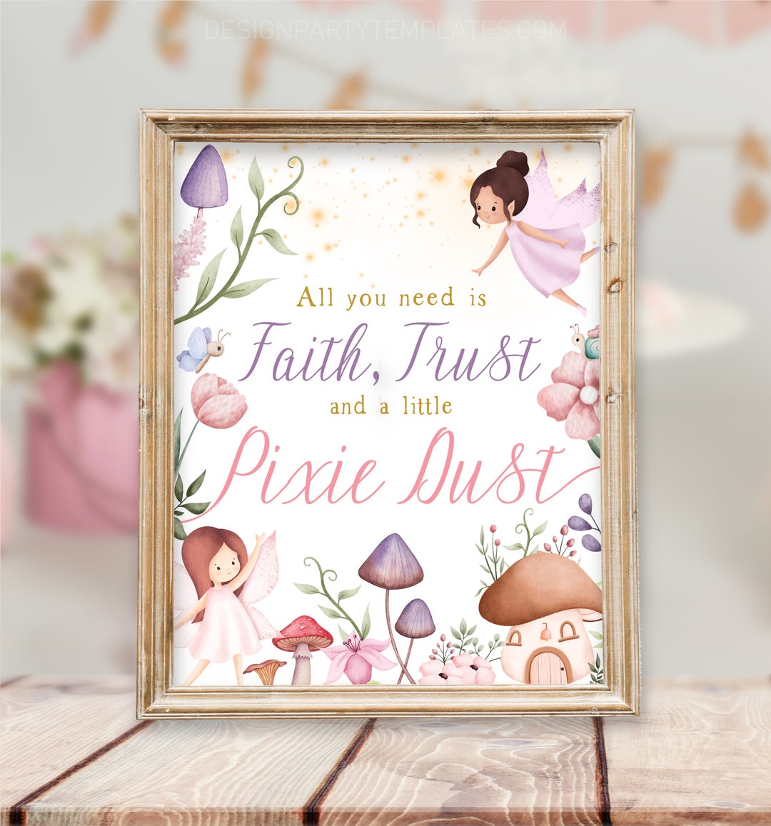Fairy Pixie Dust Sign Printable Fairy Party Sign Watercolor Magical ...