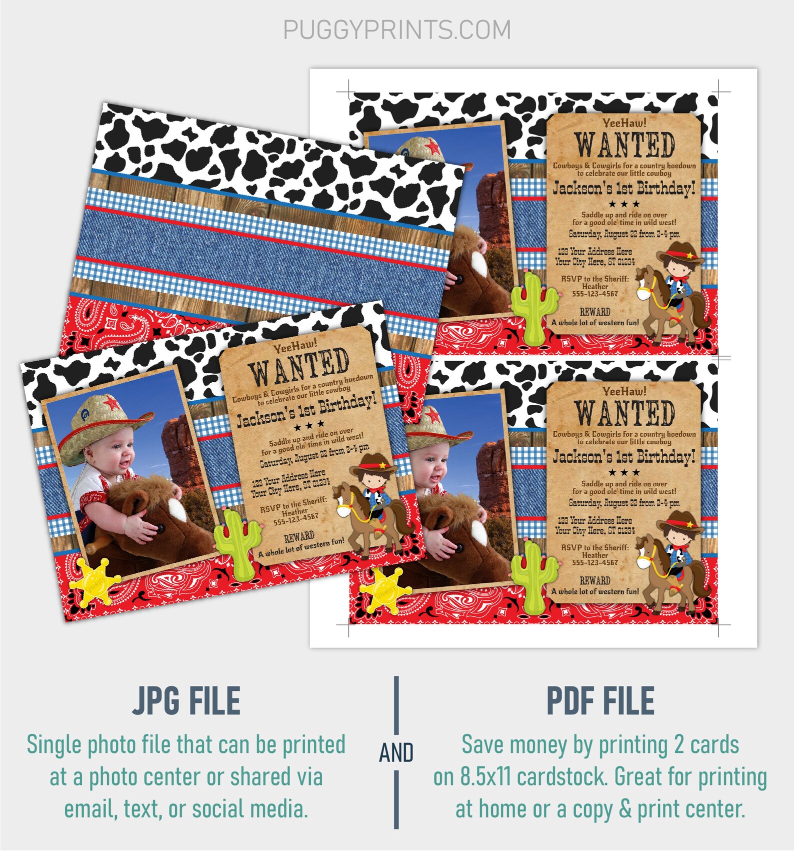 Cowboy Birthday Invitation Editable Cowboy Invitation - Etsy