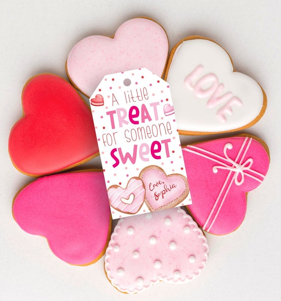Valentine's Day Gift Tag, Editable Heart Cookies Gift Tag Template ...