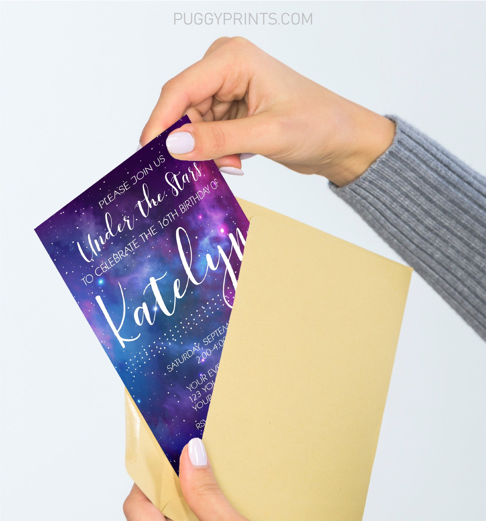 Galaxy Birthday Invitation Editable Template Online | Etsy