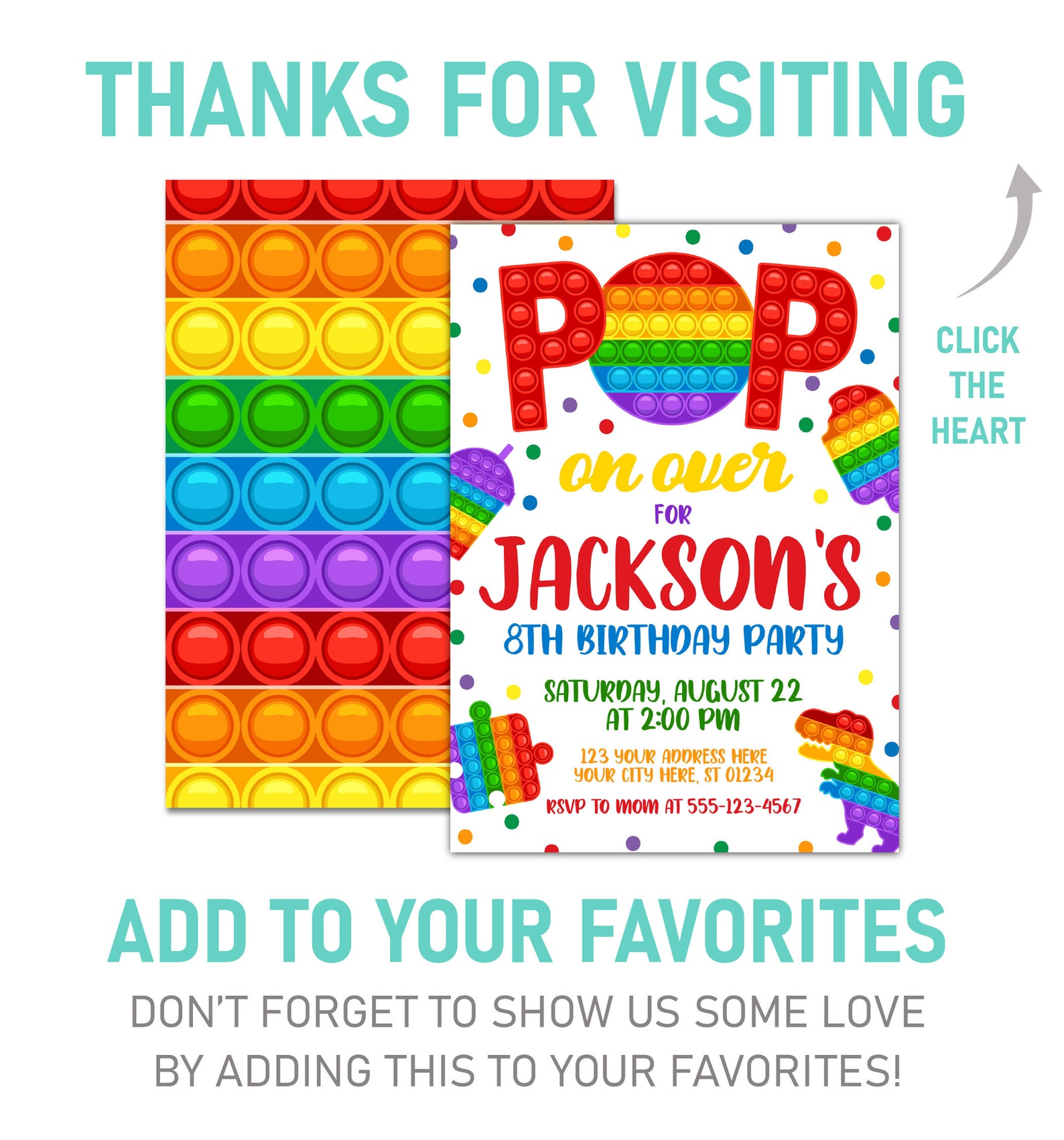 Pop It Birthday Invitation Editable Pop It Invitation - Etsy Canada