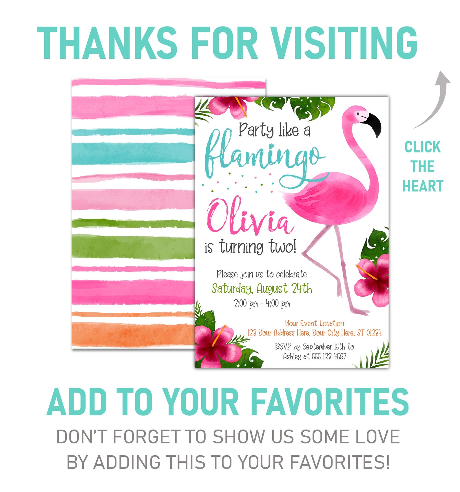 Flamingo Birthday Invitation Editable Flamingo Invitation | Etsy