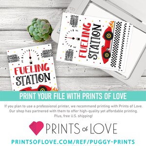 Race Car Fueling Station Sign, Printable Racing Birthday Party Sign ...